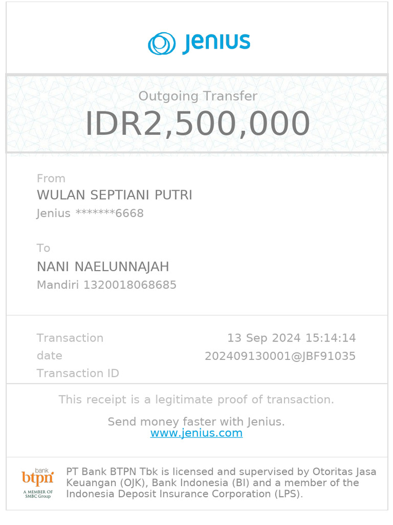 Jenius Ereceipt 202409130001JBF91035 | PDF