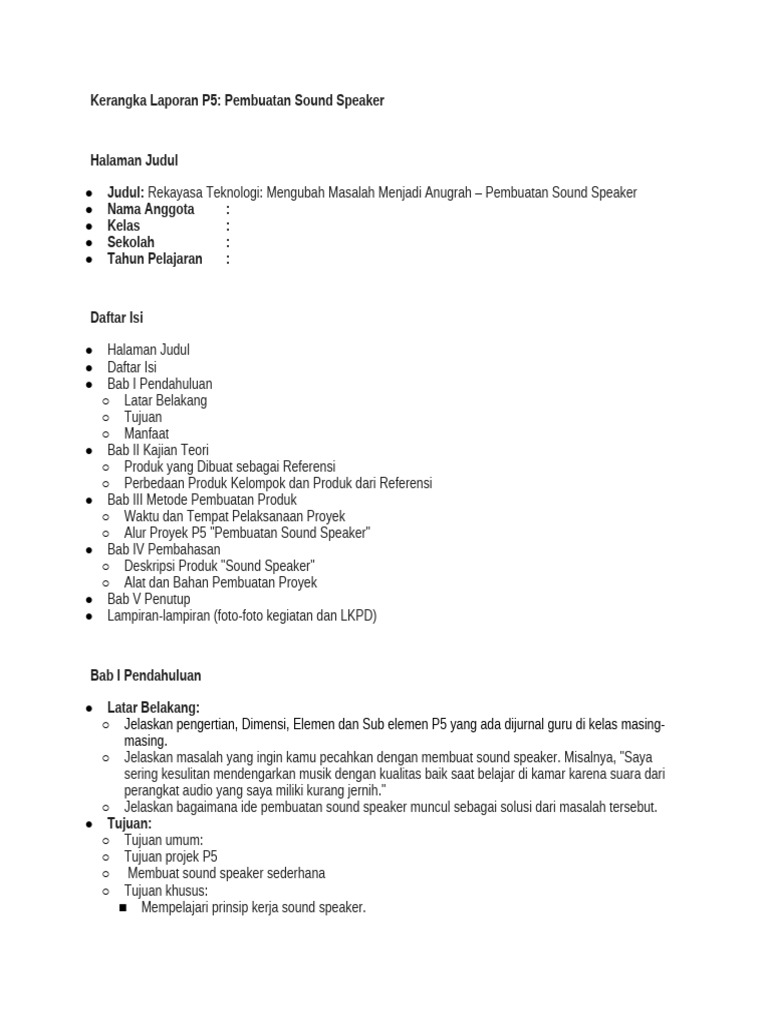 Contoh Pembuatan Laporan P5 | PDF