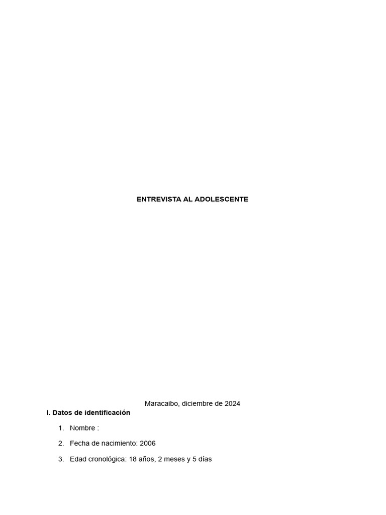Entrevista Al Adolescente | PDF | Adolescencia | Moralidad