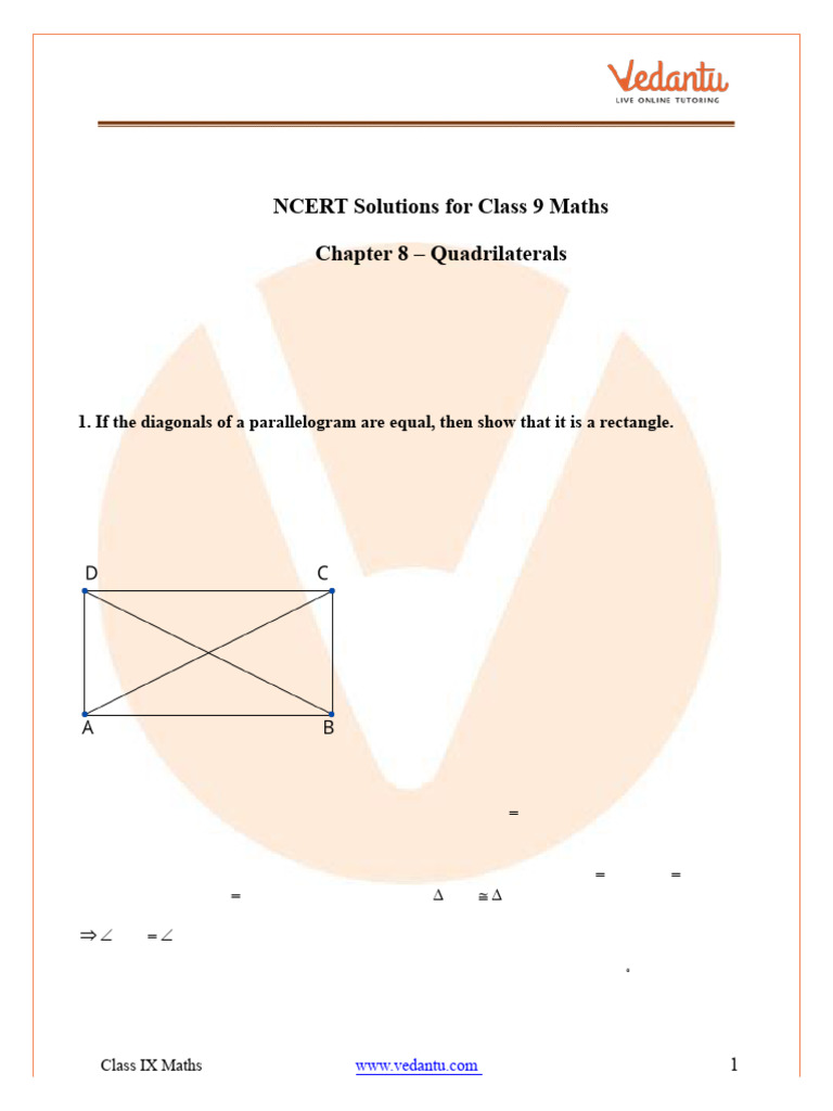 NCERT Solutions Class 9 Maths Exercise 8.1 Chapter 8 - Quadrilaterals | PDF | Rectangle ...