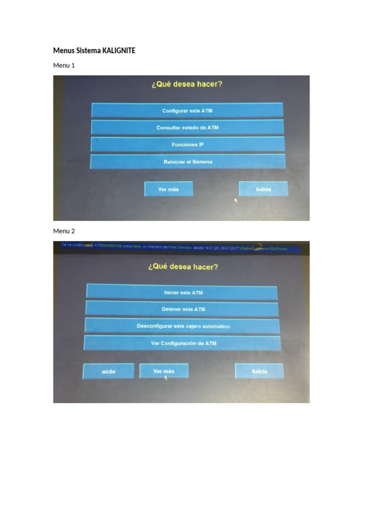 Menus Sistema KALIGNITE | PDF