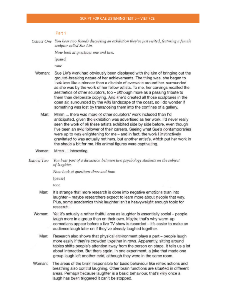 Script for CAE Listening Test 5 | PDF