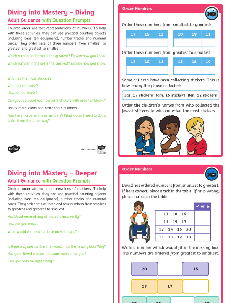 Year 1 Number Ordering Activities | PDF