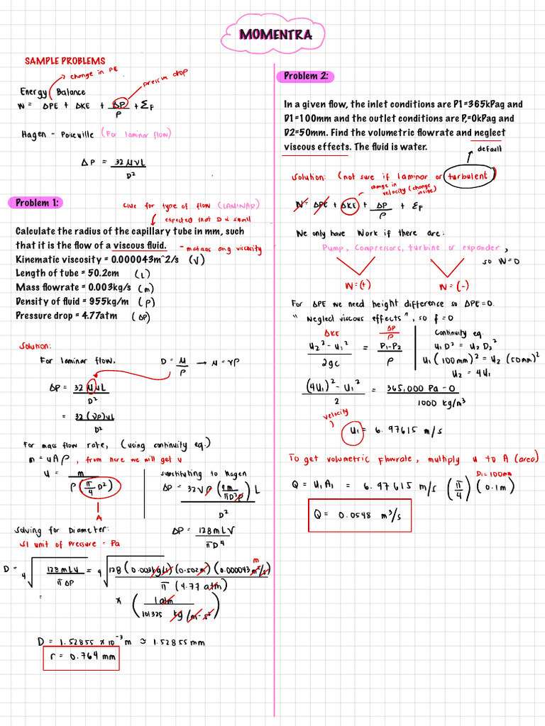 momentum-transfer-practice-problems | PDF | Viscosity | Laminar Flow
