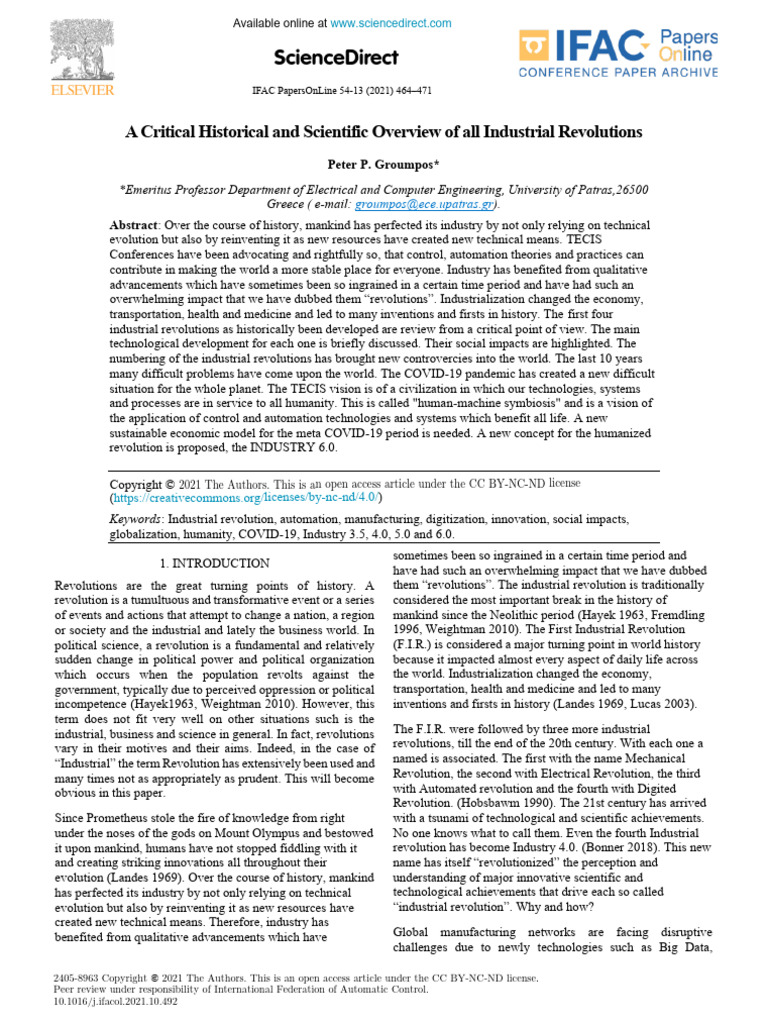 A Critical Historical and Scientific Overview of All Indus - 2021 - IFAC PapersO | PDF ...