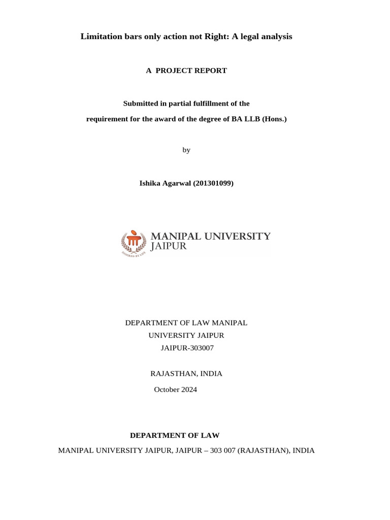 limitation project copy | PDF | Lawsuit | Statute Of Limitations