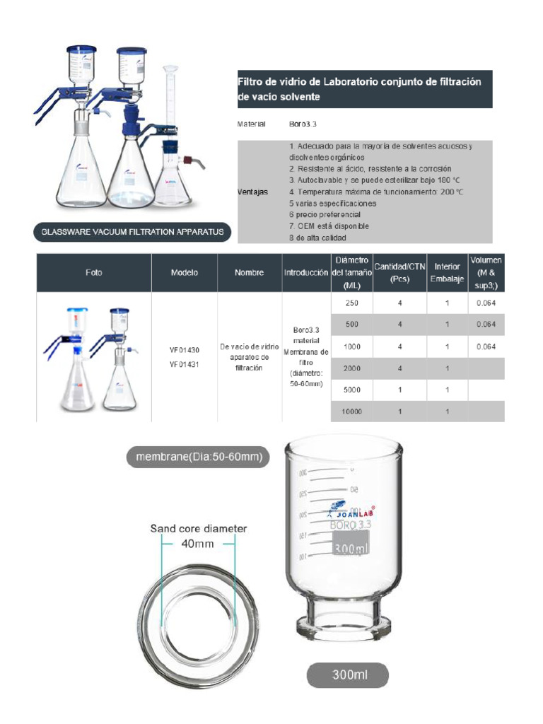 Sistema de Filtracion Al Vacio 1000ML Marca Joanlab Cod VF01431 | PDF