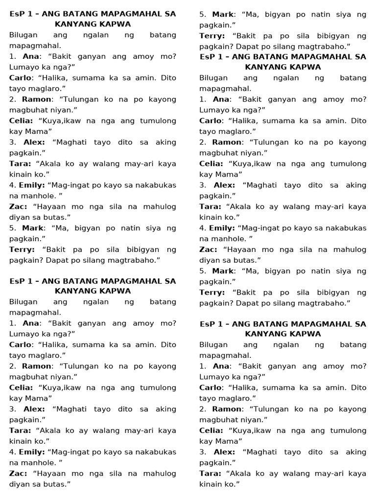 EsP1-Mapagmahal Sa Kapwa | PDF