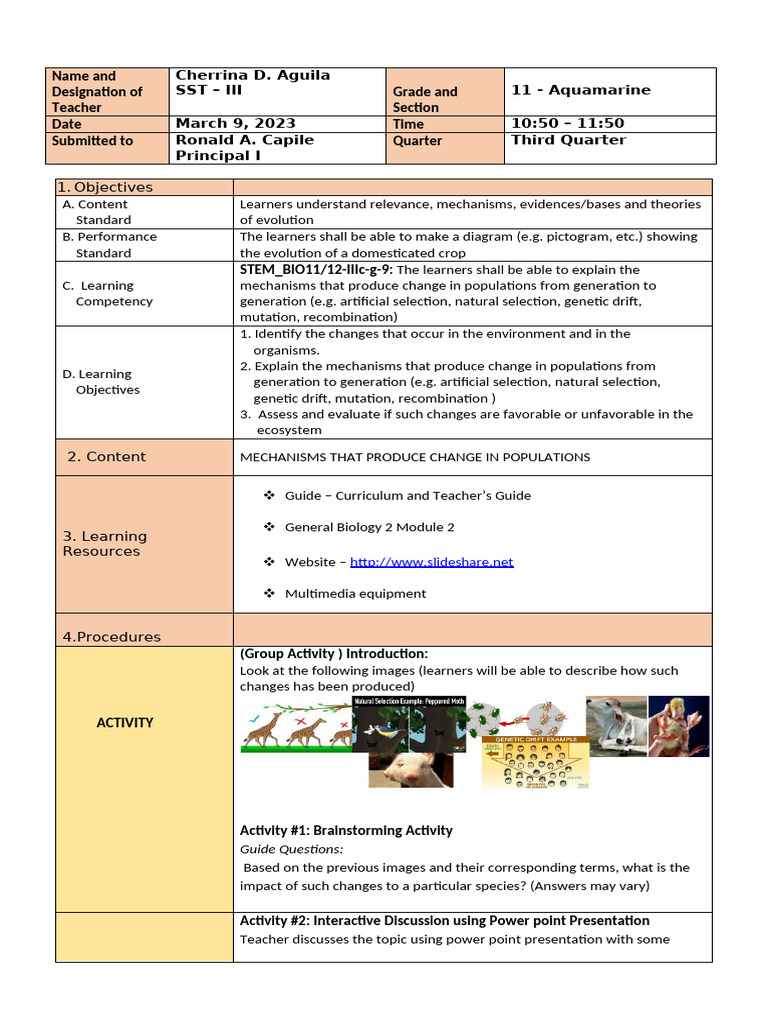 DLP General Biology 2 Demo | PDF | Natural Selection | Evolution
