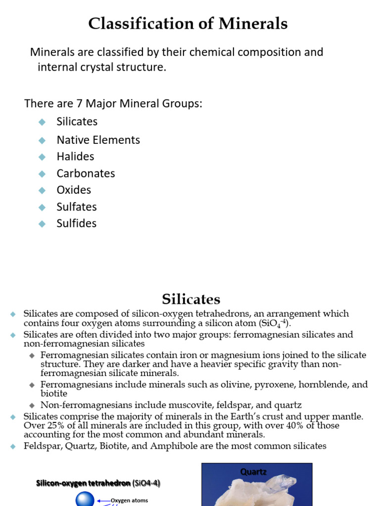 Classification of Minerals | PDF | Minerals | Silicate