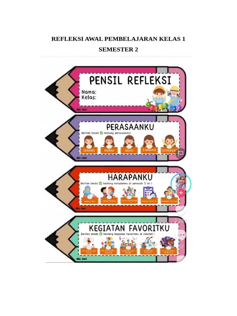 Refleksi Awal Pembelajaran Kelas 1 SMT 2 | PDF