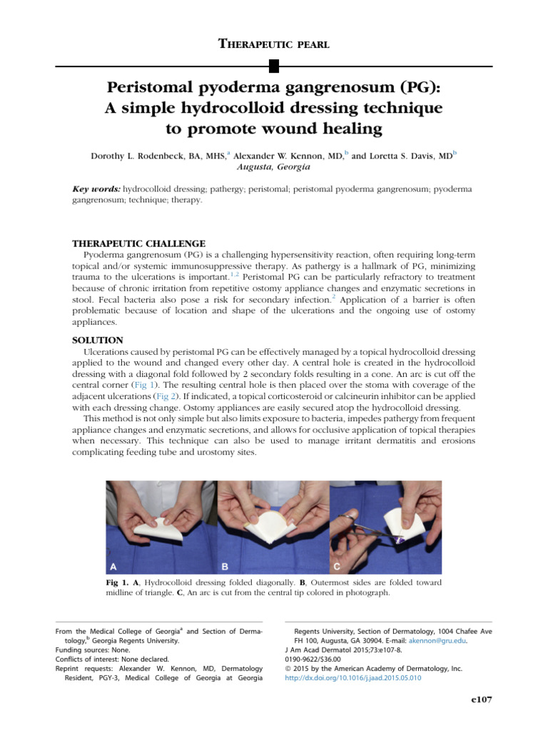 Rodenbeck D. - Peristomal Pyoderma Gangrenosum (PG) A Simple Hydrocolloid Dressing Technique To ...
