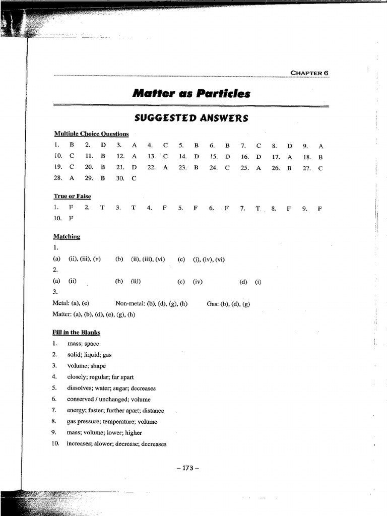 Ch6 Matter as Particles solutions | PDF