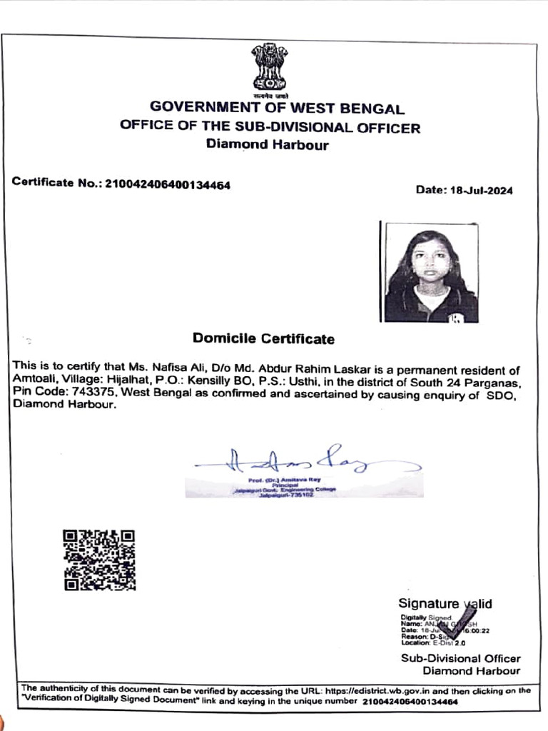 Domiclile Certificate | PDF