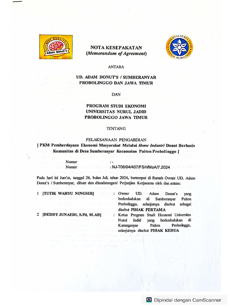 MoA Pengabdian Pak Dedy | PDF