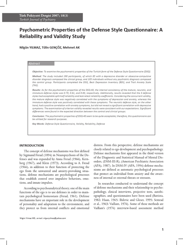 2007 DSQ-40 TR | PDF | Psychological Concepts | Behavioural Sciences
