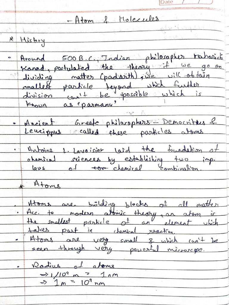 CH 3 - Atoms and Molecules (Notes) - Compressed | PDF