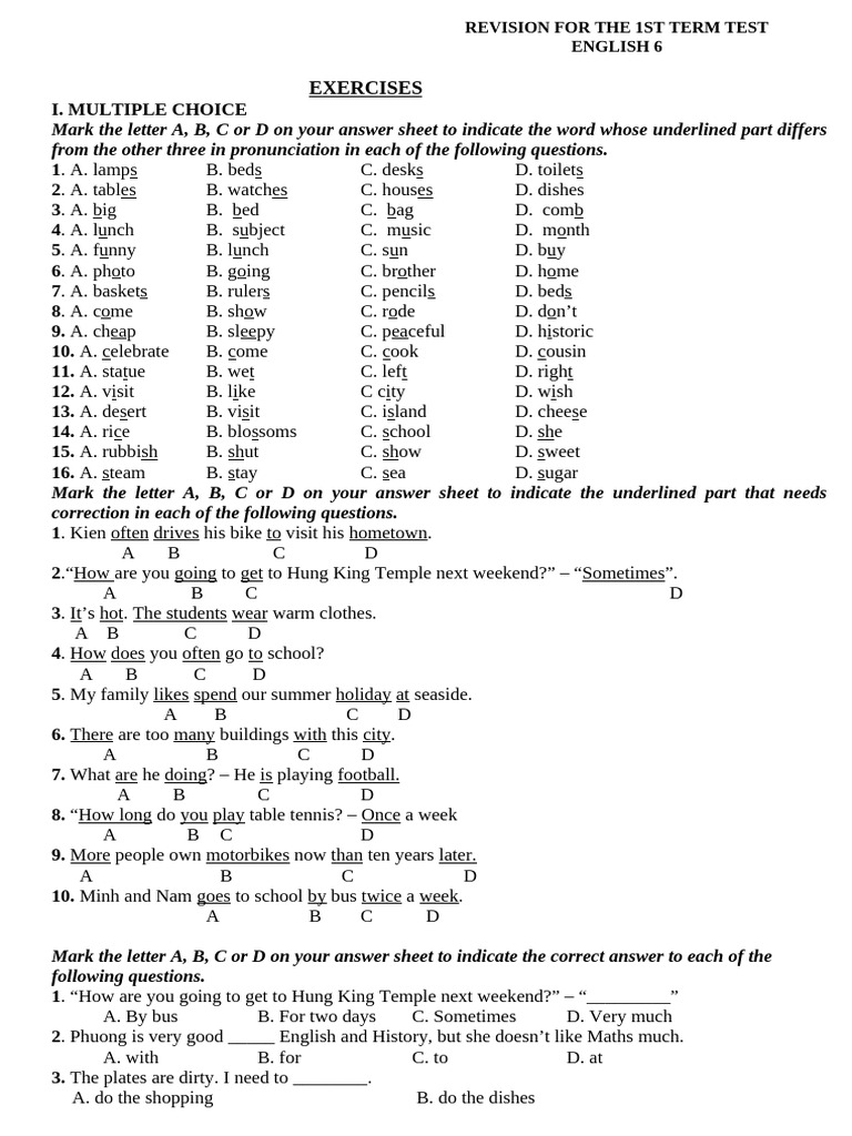 English Test Prep for Grade 6 | PDF