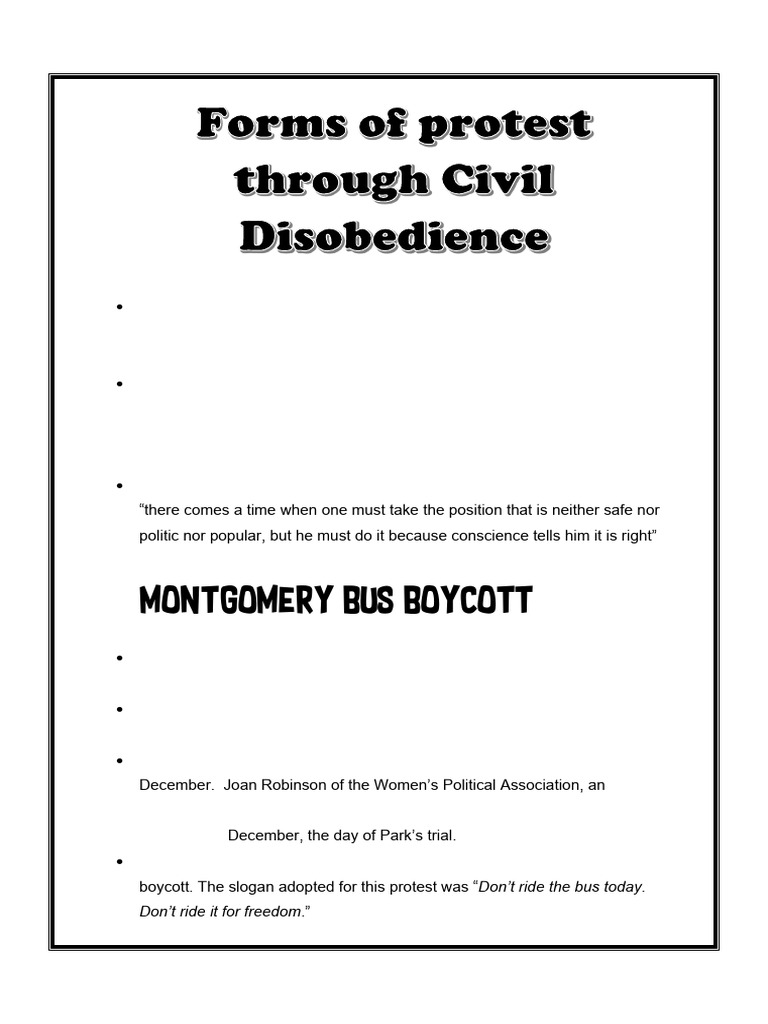 Civil Society Protests Forms of Protests | PDF | Politics Of The United ...