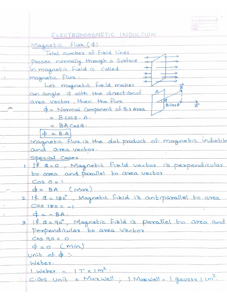 Electromagnetic Induction Class XII | PDF | Mechanics | Mechanical ...