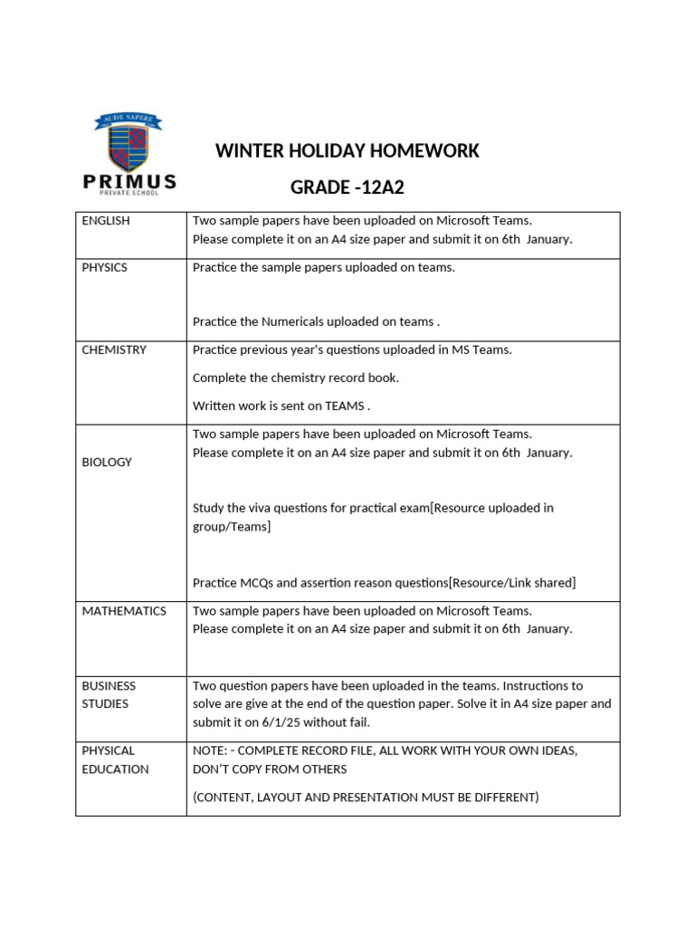 Winter Holiday Homework-12a2 | PDF | Computing