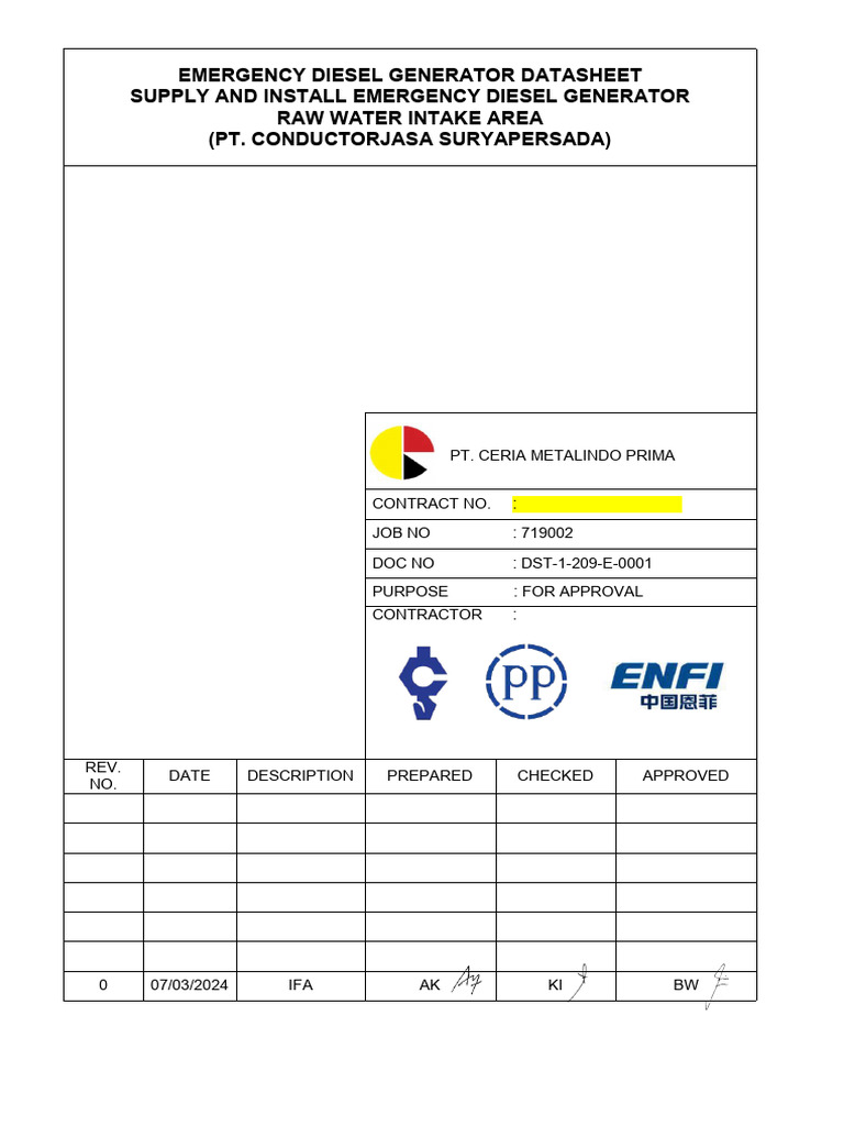 Approved DST 1 209 E001 Emergency Diesel Generator Datasheet RWI1 | PDF ...