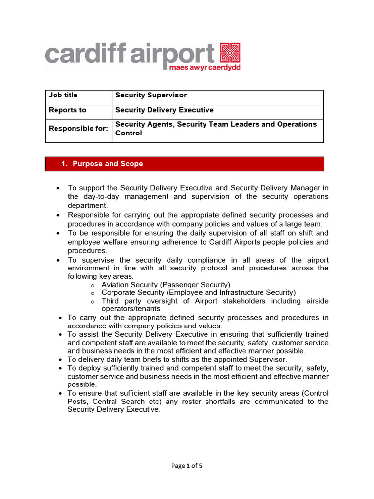 Security Supervisor January 2024 | PDF | Occupational Safety And Health ...
