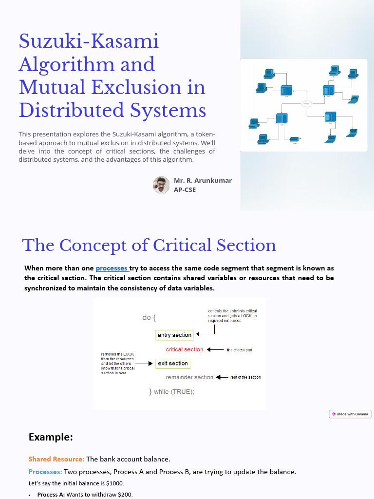 Suzuki Kasami Algorithm and Mutual Exclusion in Distributed Systems | PDF | Distributed ...