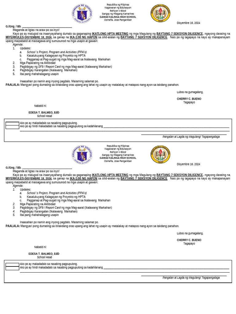 7diligence Communication Letter 3rd PTC | PDF