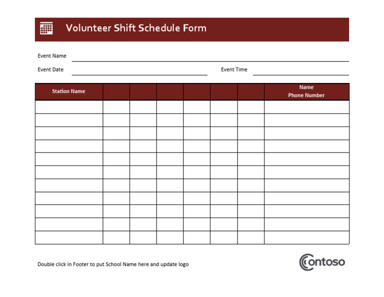 Volunteer Shift Schedule | PDF