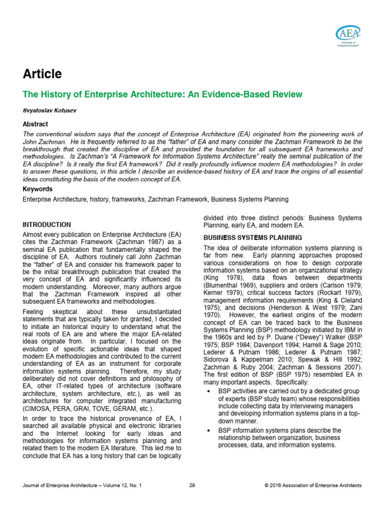 History of Enterprise Architecture Explained | PDF | Enterprise ...