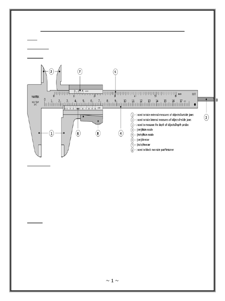 Expt No.1 - Vernier Callipers | PDF