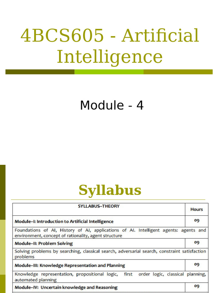 Artificial Intelligence - Module 4 | PDF | Probability | Bayesian Probability
