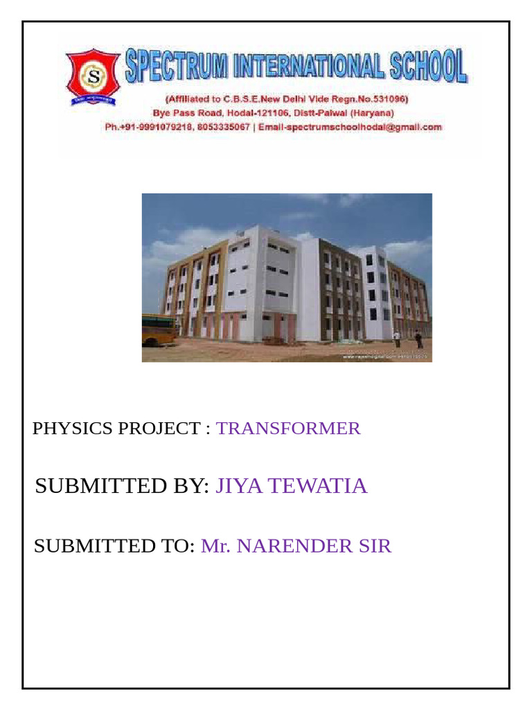 Transformer Xii Physics Investigatory Project Pdf Transformer Inductor