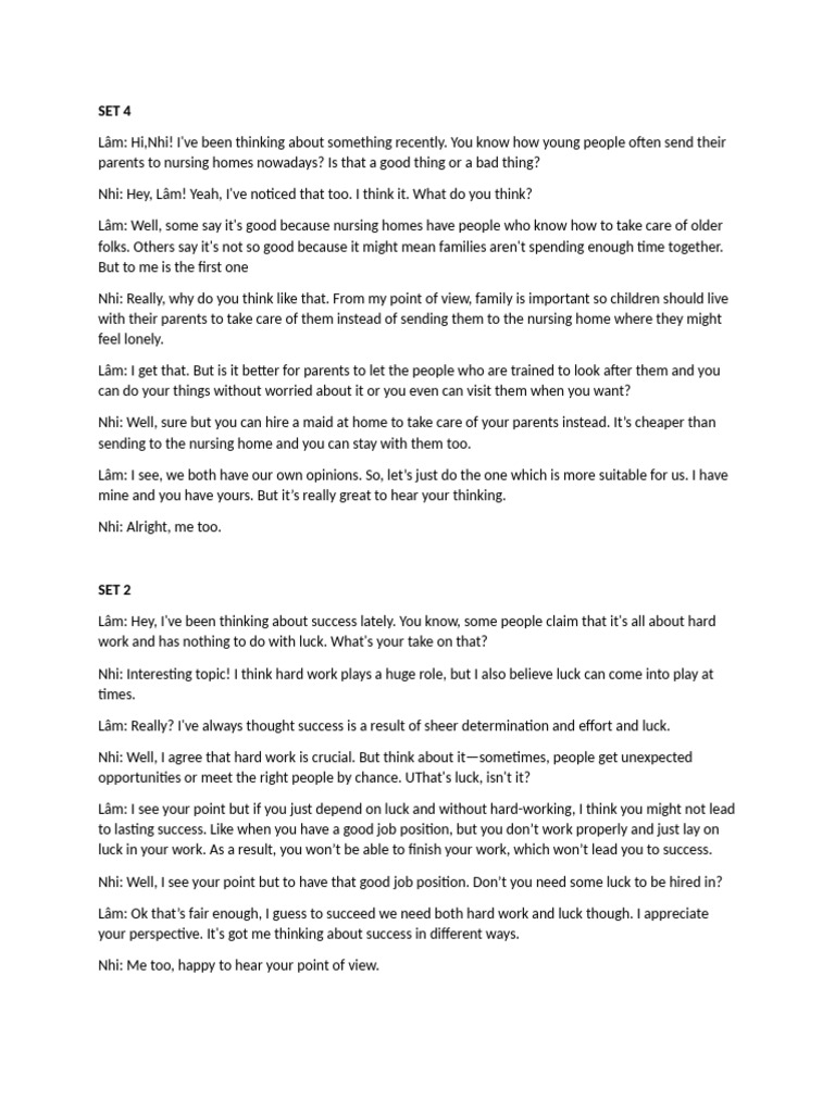 Speaking Scripts 2 (1) | PDF | Luck