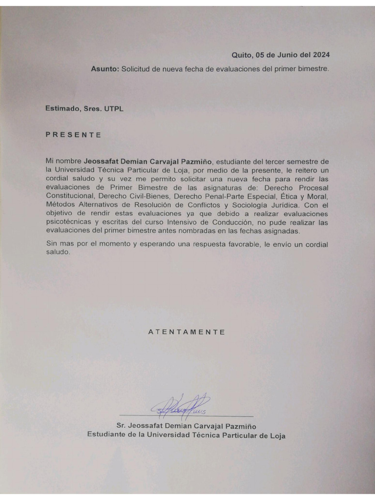 Solicitud de Evaluacion | PDF