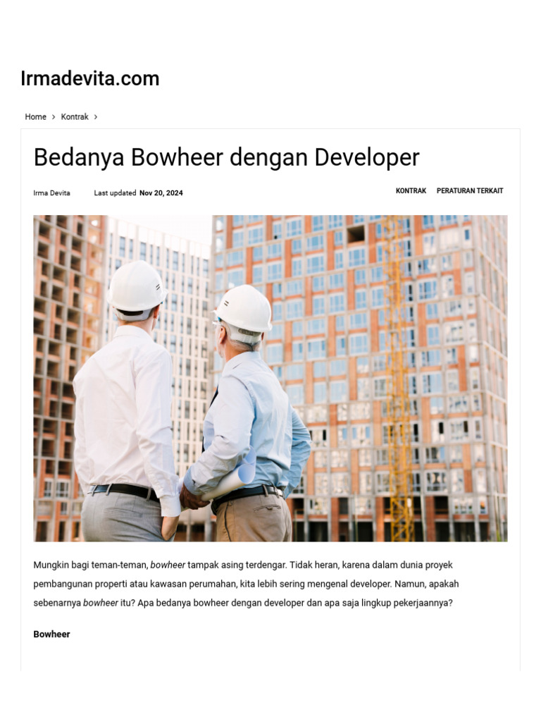 Bedanya Bowheer Dengan Developer - Irma Devita - Info Kenotariatan Dan Pertanahan | PDF
