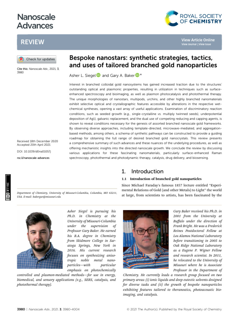 Nanoscale Advances: Review | PDF | Nanomaterials | Nanoparticle