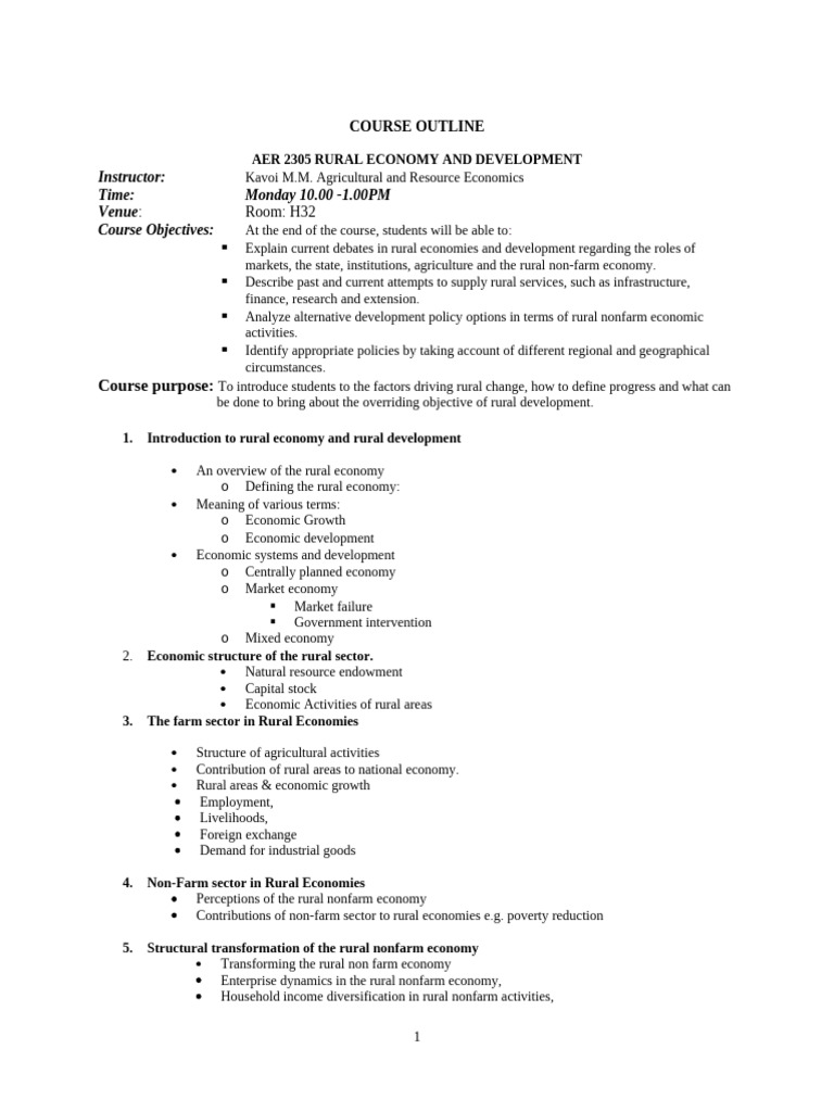 AER 2305 Rural Economy and Development-Notes | PDF | Economic Growth ...