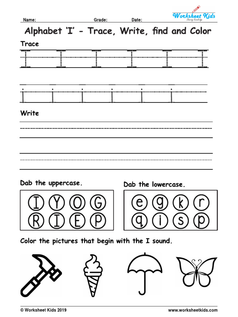 Alphabet I Trace Write Find Color | PDF