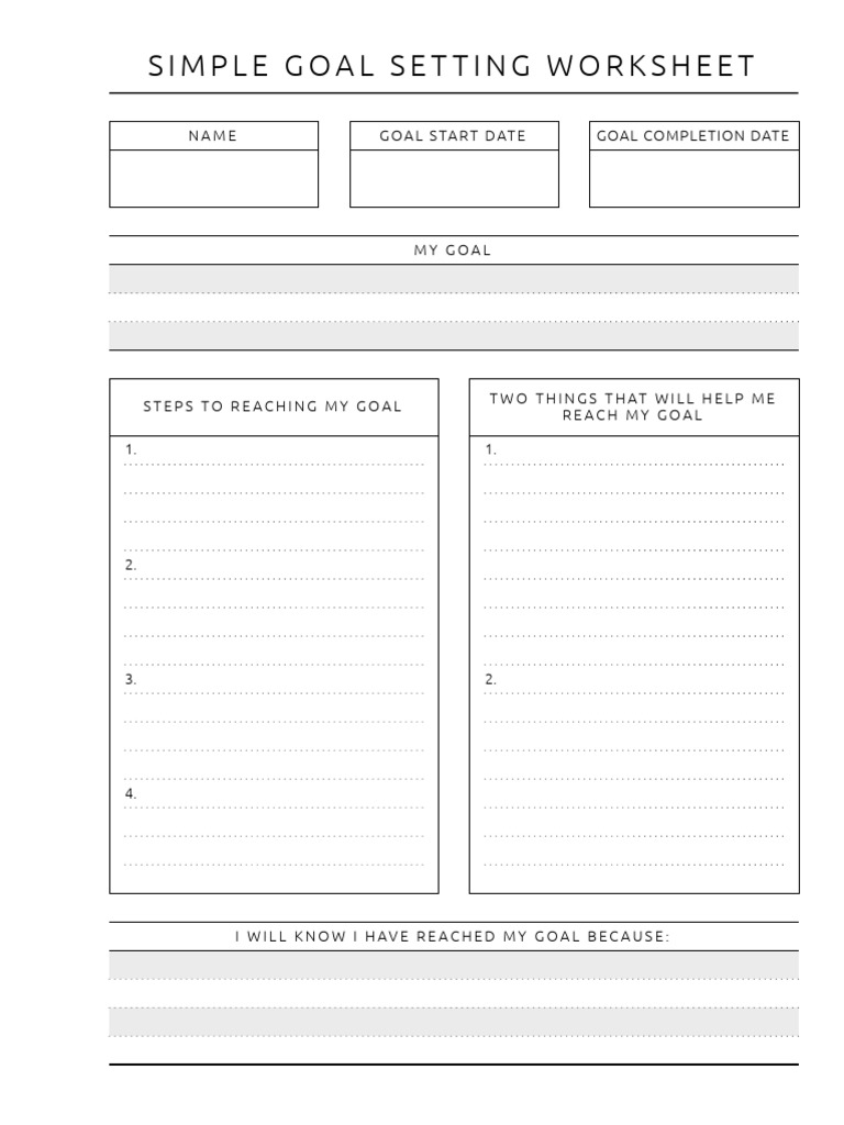 Simple Goal Setting Worksheet - Original Style-remarkable-Vertical | PDF