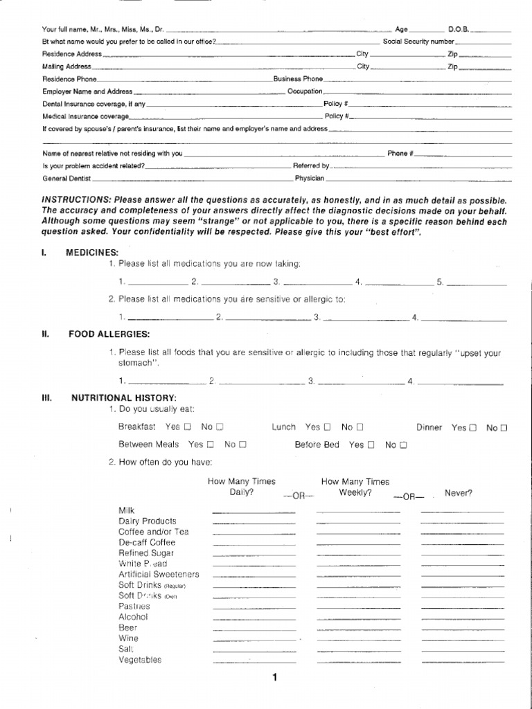 TMJ Medical History | PDF