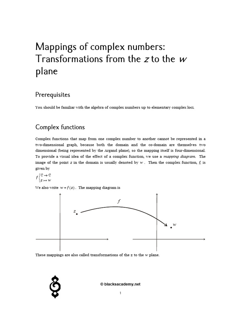 MappingsOfComplexNumbers | PDF | Complex Number | Function (Mathematics)
