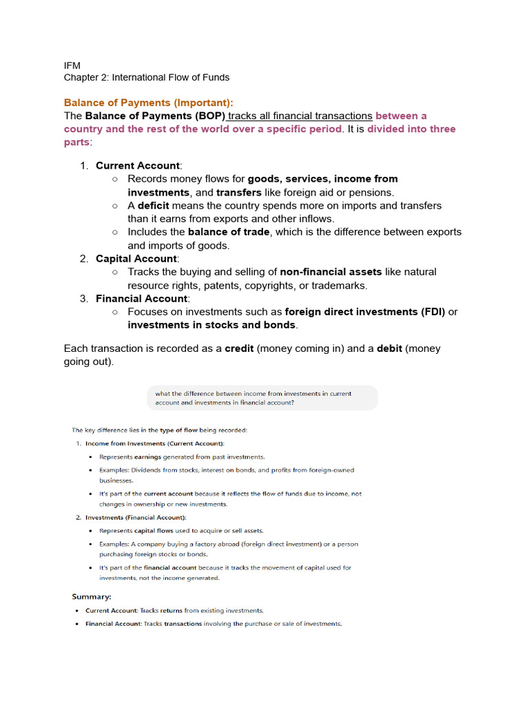 IFM International Flow of Funds | PDF | Investing | Balance Of Trade