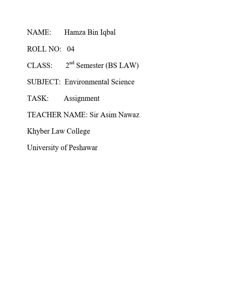 Assignment Environmental Science | PDF | Climate Change | Renewable Energy