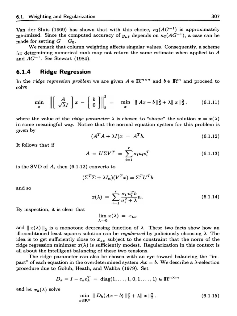 Golub-Van Loan - Generalized cross validation | PDF