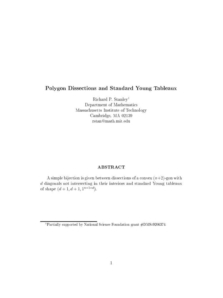 Bijection Between Polygon Dissections and Young Tableaux | PDF ...