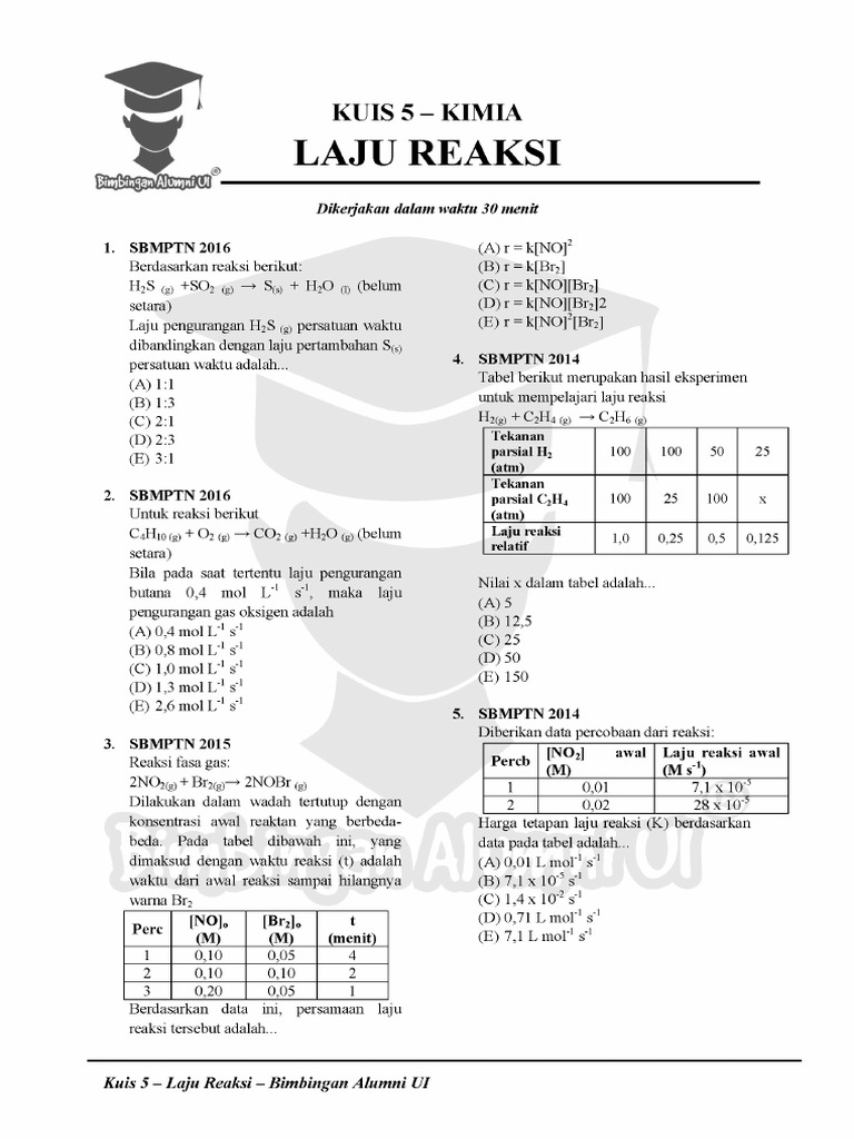 Kuis 5 - Bab Laju Reaksi Bimbingan Alumni UI | PDF
