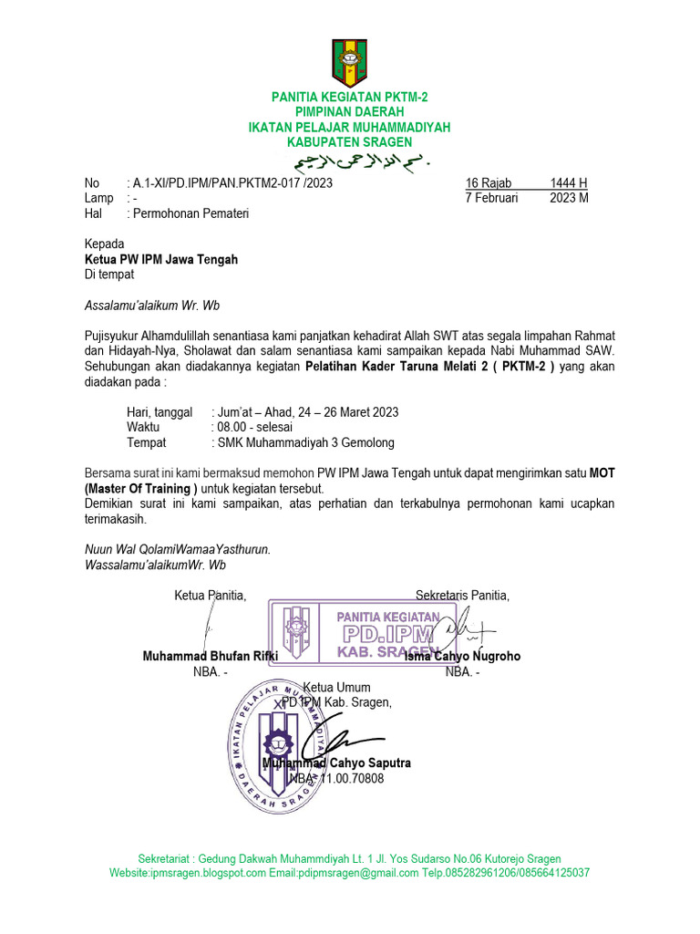 SURAT PKTM 2 tahun 2023 Jadi-17 | PDF