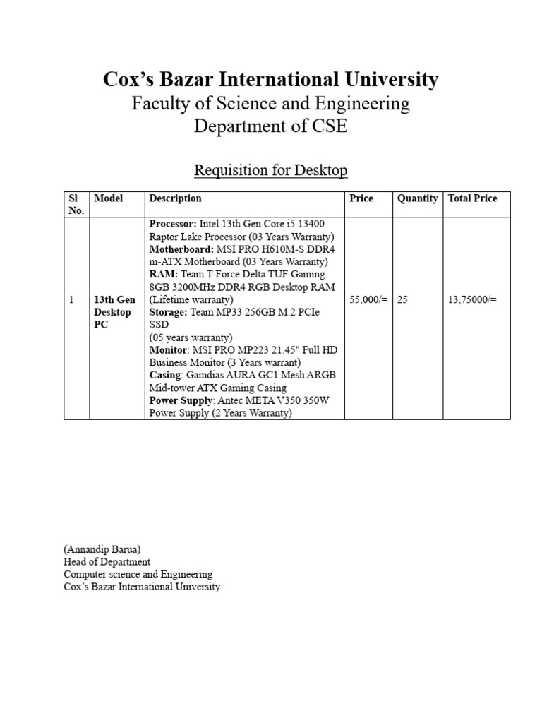 PC Requisition | PDF